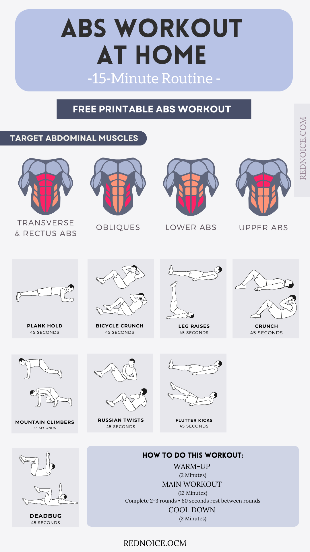 15-Min Abs Workout at Home (No Equipment) for Toned Abs